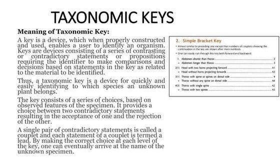 Taxonomic keys | PPTX