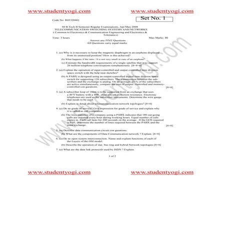 Circuit Switch Telecommunication Network
