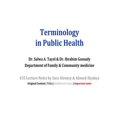 1- Terminology in Public Health. Book. Healthcare | PDF