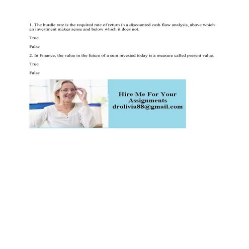 1- The hurdle rate is the required rate of return in a discounted cash.docx
