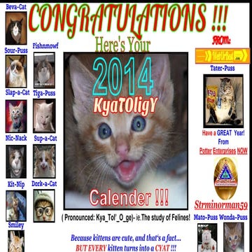 The Crazy Kitty Calendar 2014 is here! Get Yours Free at WebUrBest.com ...