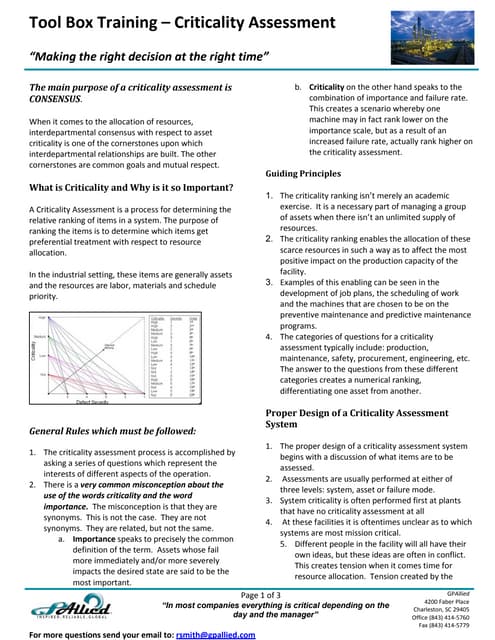 Equipment Criticality Analysis | PDF