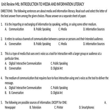 Introduction to Media and Information Literacy | PPTX