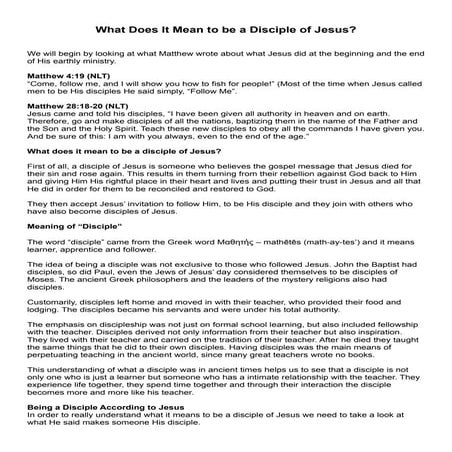 1. What Does It Mean to be a Disciple of Jesus? Notes (A4) | PDF