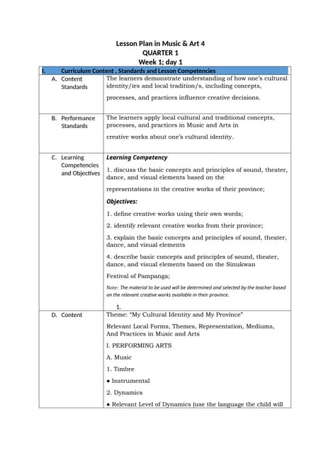 Q1_LE_Music and Arts 4_Lesson 1_Week 1-2.pdf | Music | Entertainment