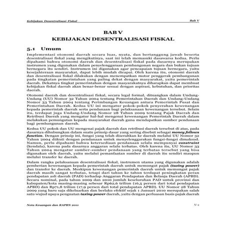 Nota Keuangan dan RAPBN 2011 (Bab V) | PDF
