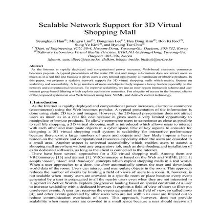 Scalable Network Support for 3D Virtual Shopping Mall | PDF | Internet | Computing
