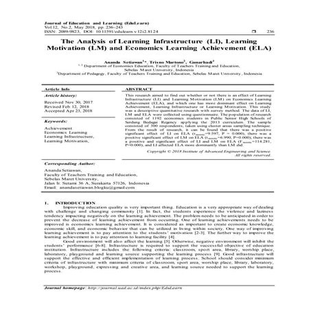 The Analysis Of Learning Infrastructure Li Learning Motivation Lm