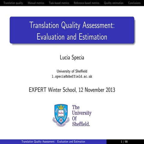 10. Lucia Specia (USFD) Evaluation of Machine Translation | PDF ...