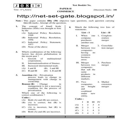 10. ugc net commerce june 2010 question paper and solutions | PDF