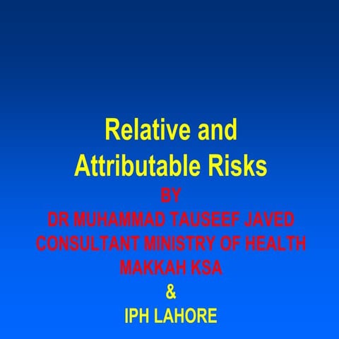 Relative and Attributable Risk For Graduate and Postgraduate Students ...