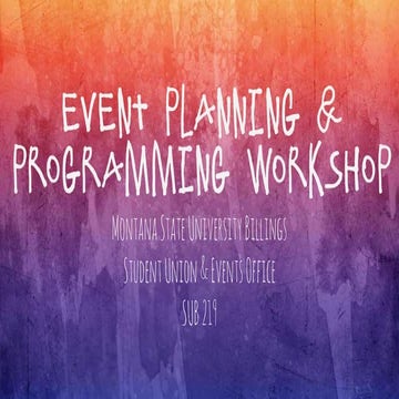 Event Planning & Programming Workshop | PDF