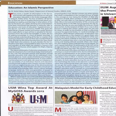 Education: An Islamic Perspective (newspaper article) | PDF