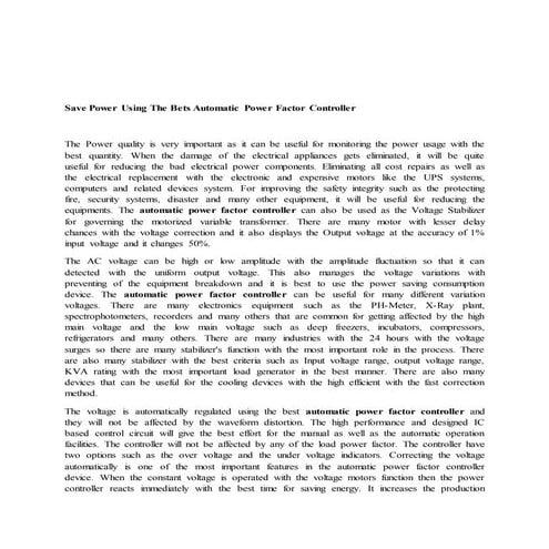 Automatic Power Factor Controller Pdf 7289