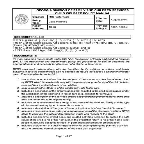 10.23 case planning | PDF | Adoption and Fostering | Parenting
