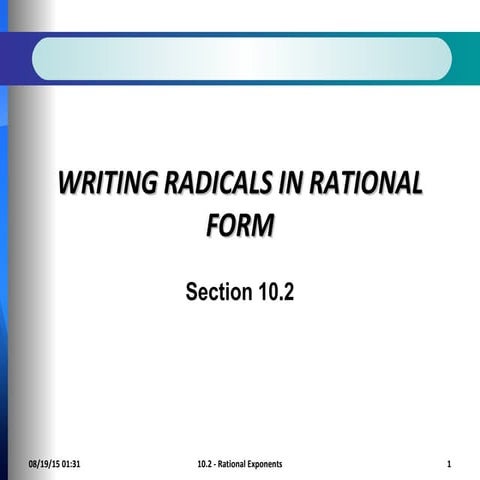 writing radicals in rational form | PPT
