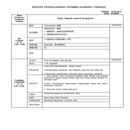 Contoh RPH | PDF