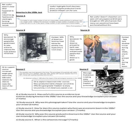 America 1920's Question 4 sources | DOCX