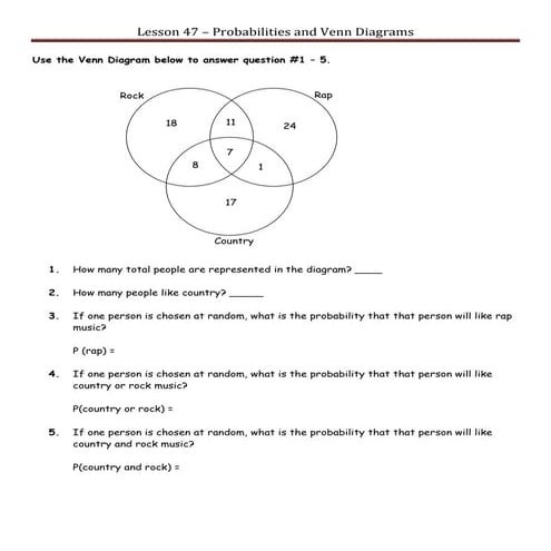 venn diagrams advandced math problem with solution | PDF
