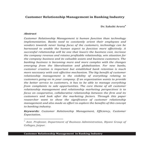 Customer Relationship Management in Banking Industry | PDF
