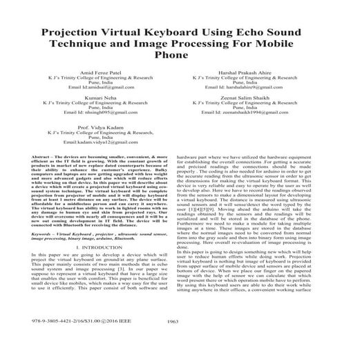 Projection Virtual Keyboard Using Echo Sound Technique and Image ...