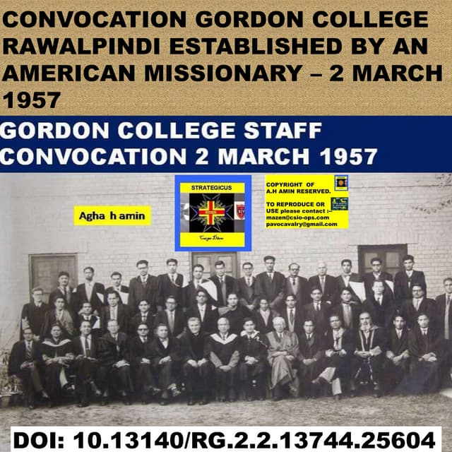 CONVOCATION GORDON COLLEGE RAWALPINDI ESTABLISHED BY AN AMERICAN ...