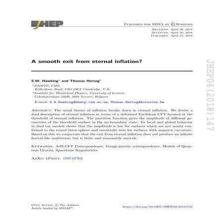 A smooth exit from eternal inflation? | PDF | Physics | Science