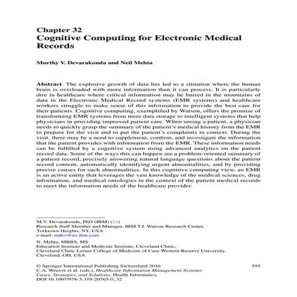 cognitive computing for electronic medical record | PDF