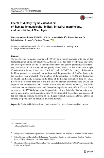 Trichodinids of Nile tilapia Oreochromis niloticus in Brazil: first ...