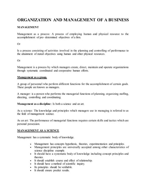 Organization and management | PPT