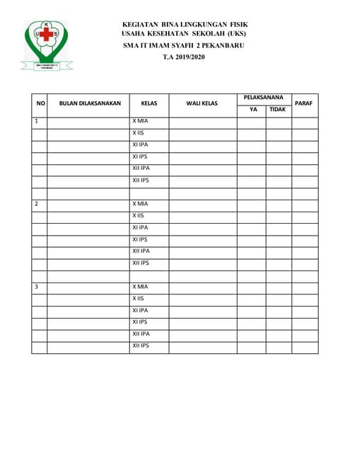 FORMAT BUKU KUNJUNGAN UKS | DOCX