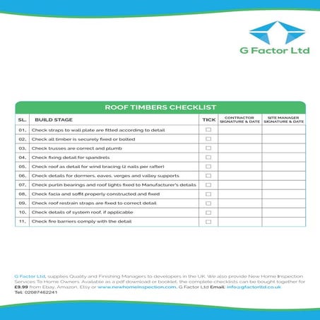 10. Roof Timbers Checklist | PDF