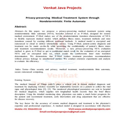 Privacy Preserving Medical Treatment System Through Nondeterministic Finite Automata Pdf 