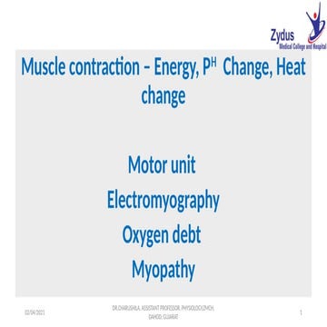 Muscle contraction – Energy, PH Change, Heat change, Motor unit ...