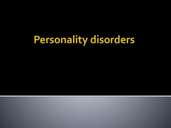Personality disorders | PPT