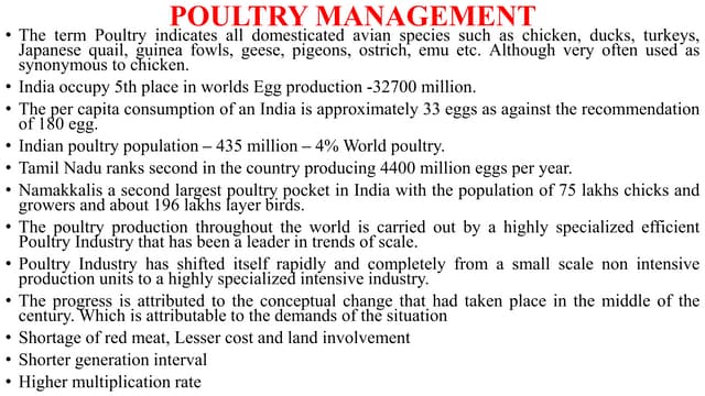 Poultry Production: Equipment and Facilities | PPTX