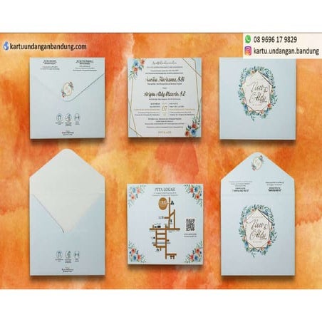 Kartu Undangan Model Single Hardcover + Amplop Ice Blue Aesthetic | PDF