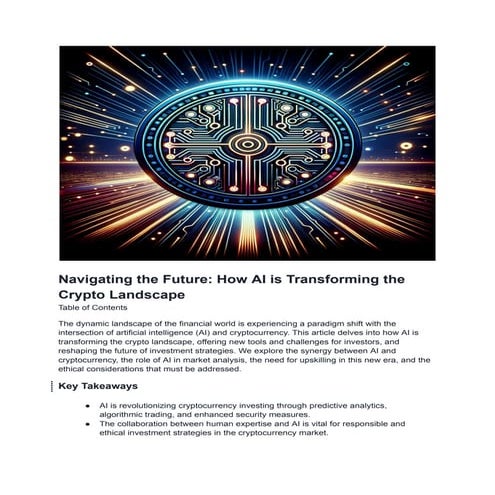 Navigating the Future: How AI is Transforming the Crypto Landscape | PDF
