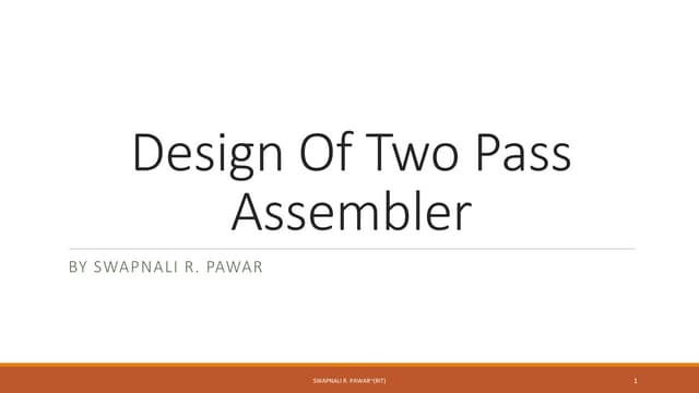 10design Of Two Pass Assembler In System Softwarepdf Programming