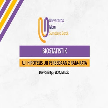 uji hipotesis 2 rata-rata matakuliah biostatistik | PPT