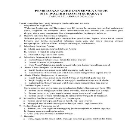 10. Program Pembiasaan Guru atau karyawan | PDF