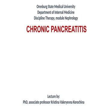 Chronic pancreatitis Chronic pancreatitis is a long-standing ...