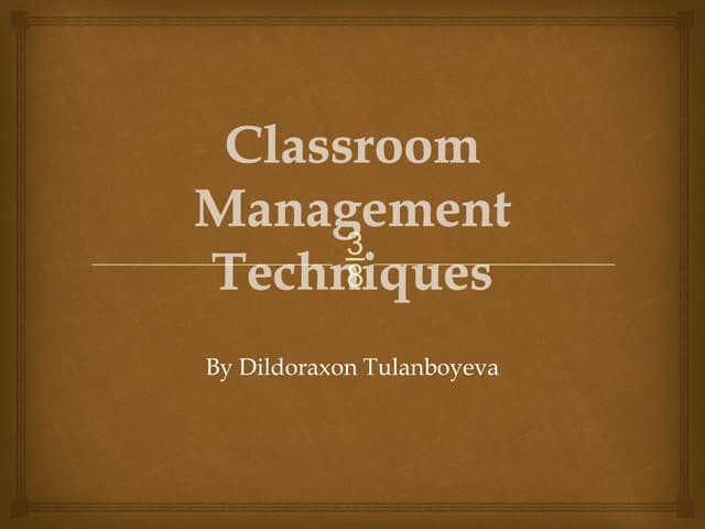 Classroom management strategies | PPTX