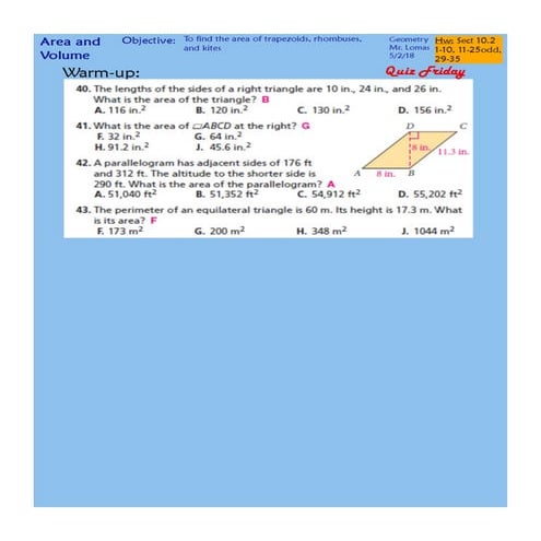 10 1 areas of parallelograms and triangles | PDF
