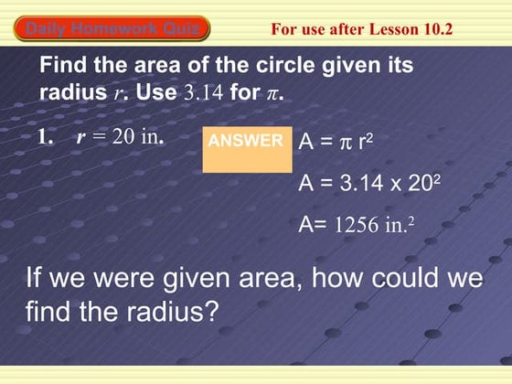 Area of a Circle | PPT | Physics | Science