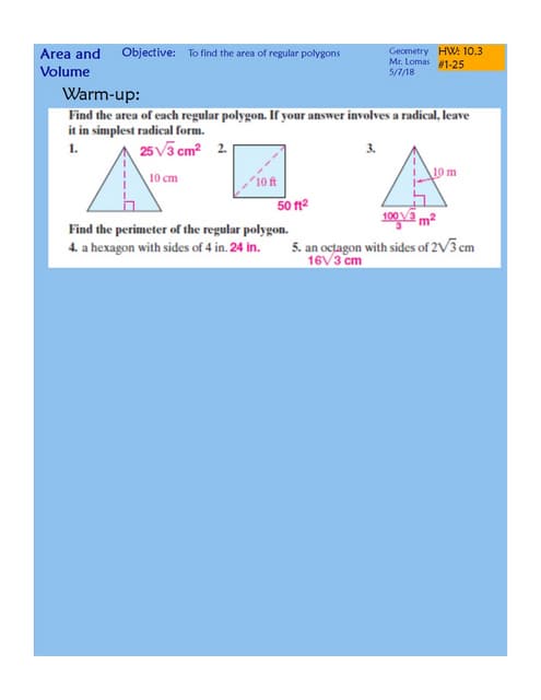 10 5 areas of regular polygons using trig | PDF