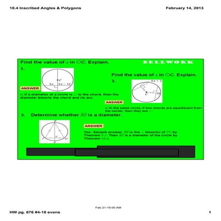 11 4 inscribed polygons lesson | PPT