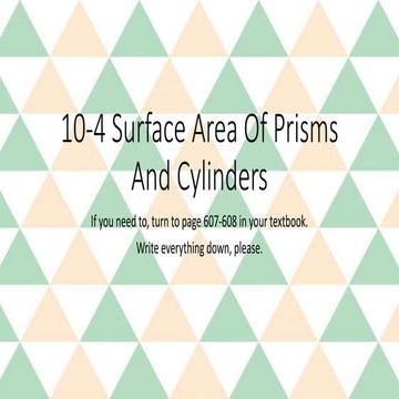 Surface area of prisms and cylinders | PPT