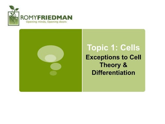Cell theory exceptions differentiation | PPTX | Biological Sciences | Science