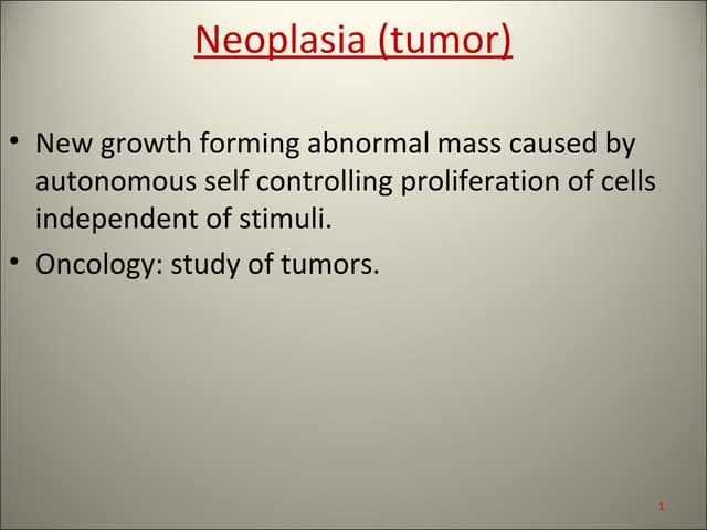 Pathology Lecture - Neoplasia | PPTX